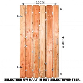 Douglas geschaafd 190x120 poort met stalen frame universeel (incl ...